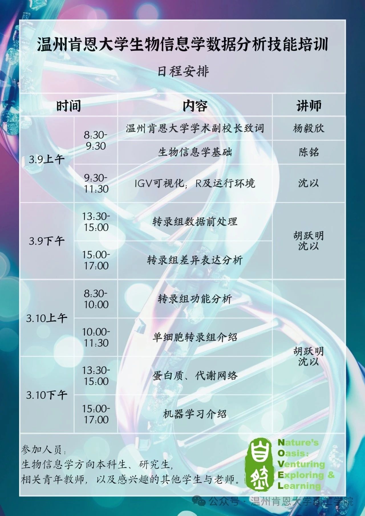 Bioinformation Data Analysis Skill Training | 理工学院 - 温州肯恩大学